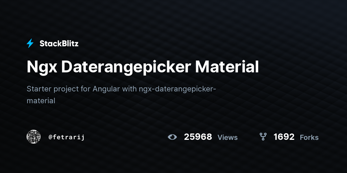 Ngx Daterangepicker Material - StackBlitz Ngx Daterangepicker Material - StackBlitz