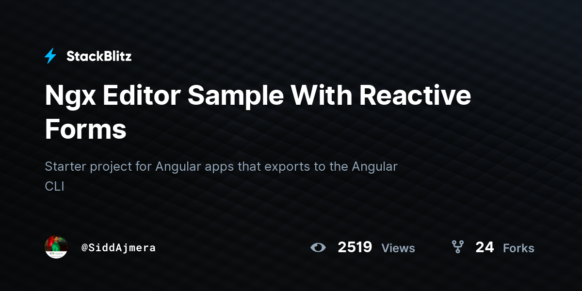 Ngx Editor Sample With Reactive Forms - StackBlitz Ngx Editor Sample With Reactive Forms - StackBlitz