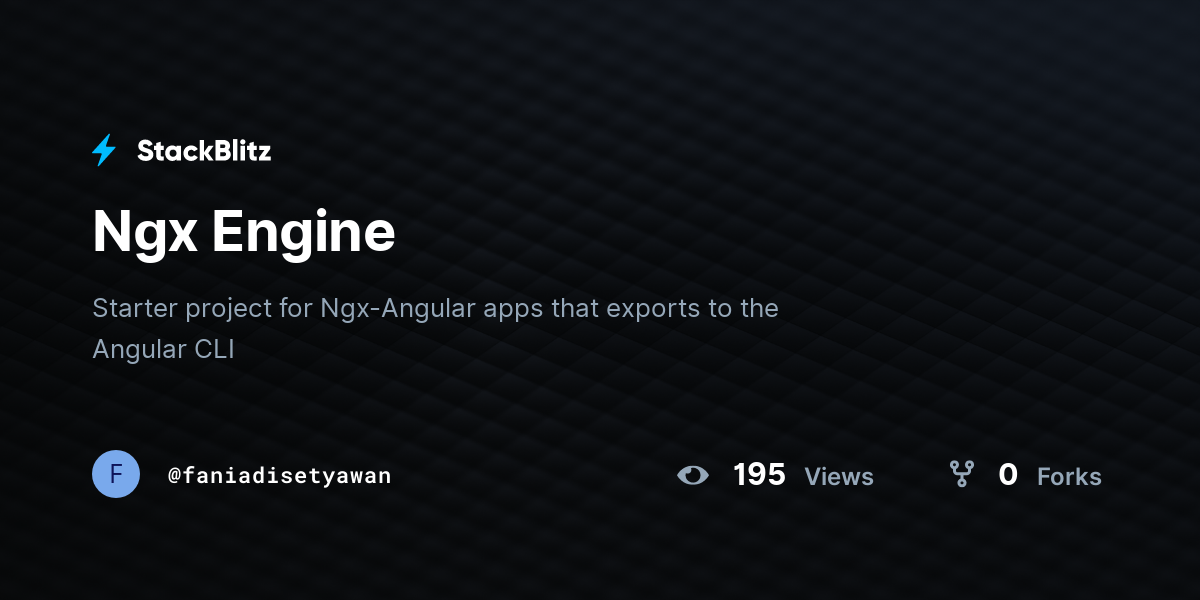 Ngx Engine - StackBlitz