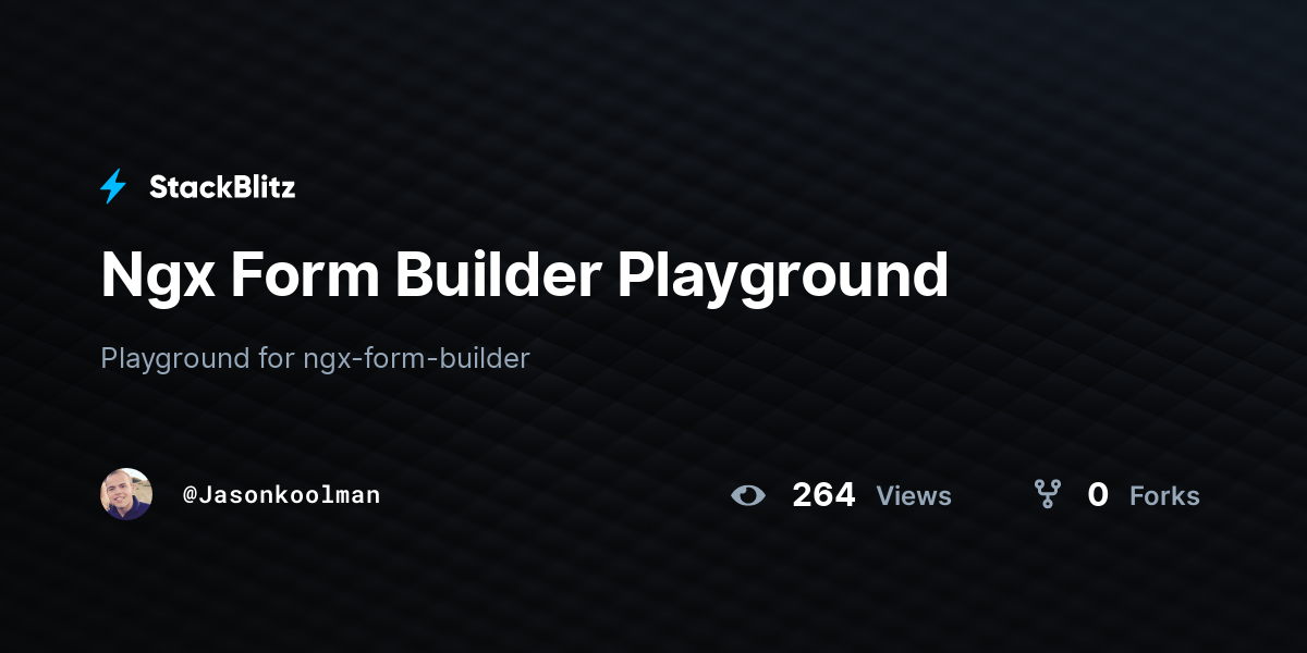 Ngx Form Builder Playground - StackBlitz