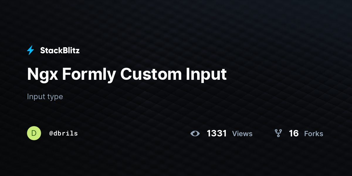 Ngx Formly Custom Input - StackBlitz