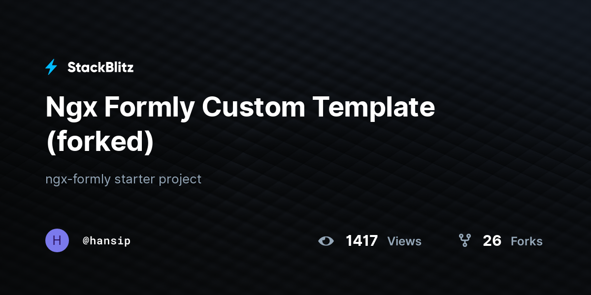 Ngx Formly Custom Template (forked) - StackBlitz Ngx Formly Custom Template (forked) - StackBlitz