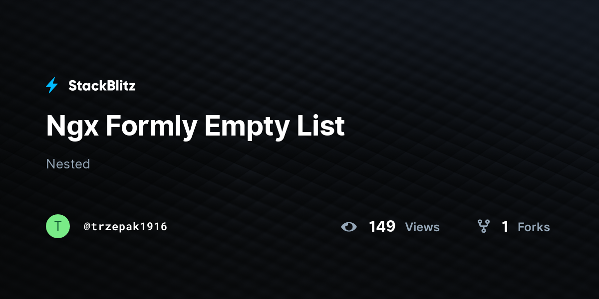 Ngx Formly Empty List - StackBlitz