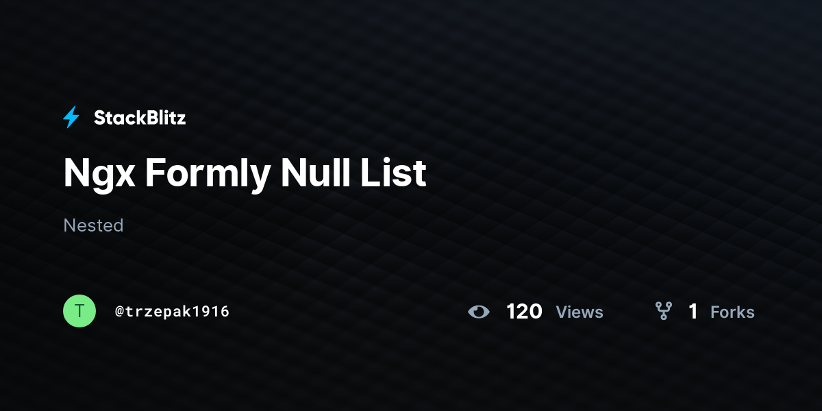 Ngx Formly Null List - StackBlitz