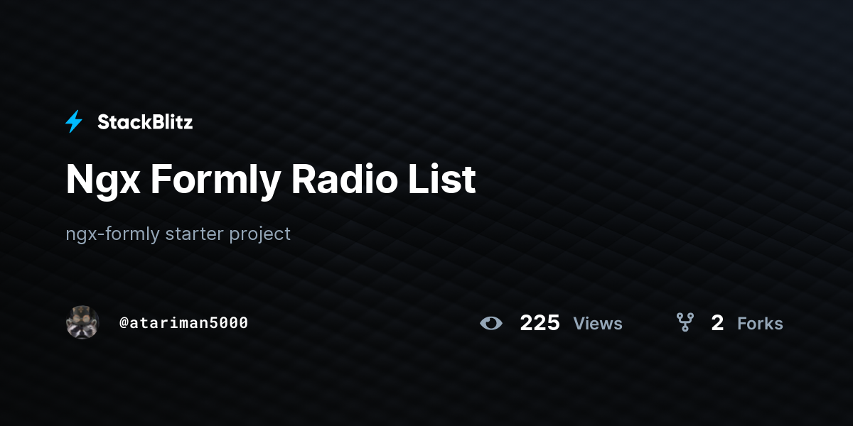 Ngx Formly Radio List - StackBlitz