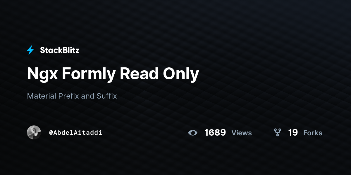 Ngx Formly Read Only - StackBlitz