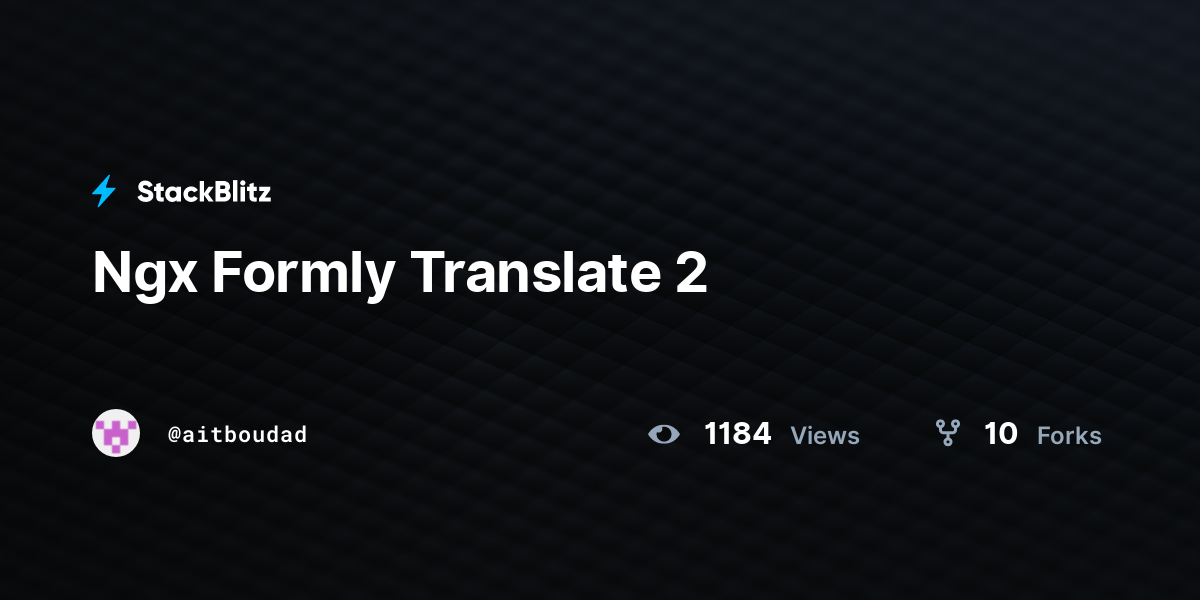 Ngx Formly Translate 2 - StackBlitz