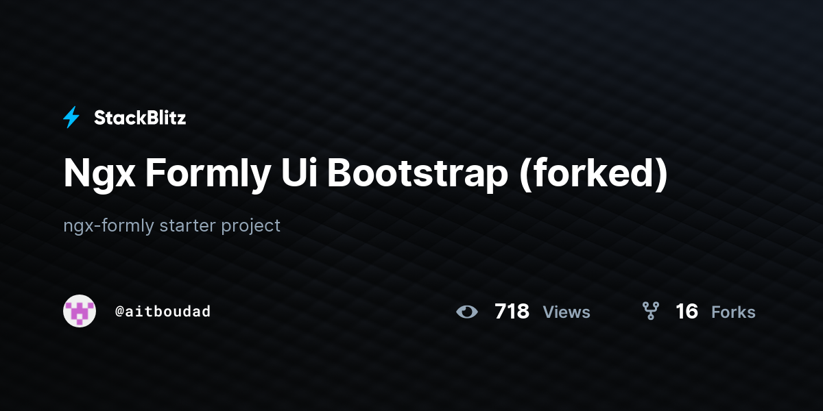 Ngx Formly Ui Bootstrap (forked) - StackBlitz