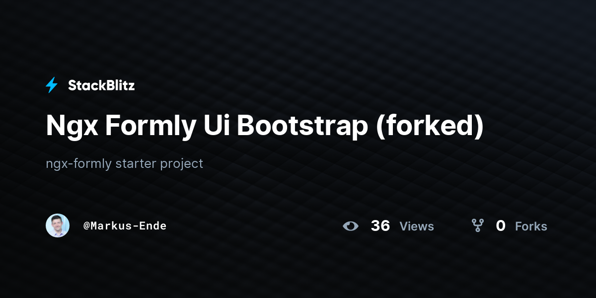 Ngx Formly Ui Bootstrap (forked) - StackBlitz Ngx Formly Ui Bootstrap (forked) - StackBlitz