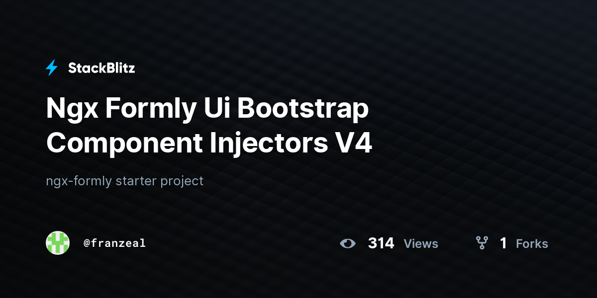 Ngx Formly Ui Bootstrap Component Injectors V4 - StackBlitz