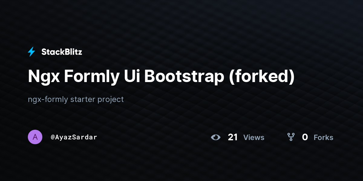 Ngx Formly Ui Bootstrap (forked) - StackBlitz Ngx Formly Ui Bootstrap (forked) - StackBlitz