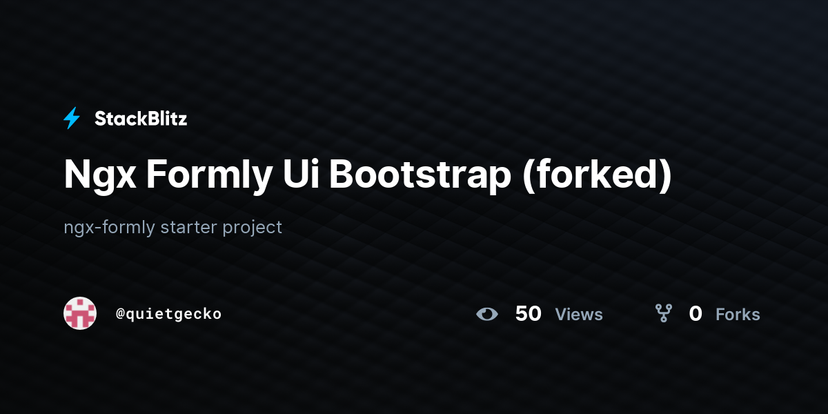 Ngx Formly Ui Bootstrap (forked) - StackBlitz Ngx Formly Ui Bootstrap (forked) - StackBlitz
