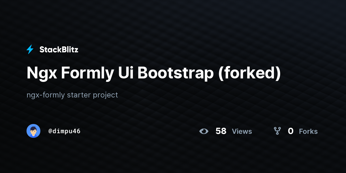 Ngx Formly Ui Bootstrap (forked) - StackBlitz Ngx Formly Ui Bootstrap (forked) - StackBlitz