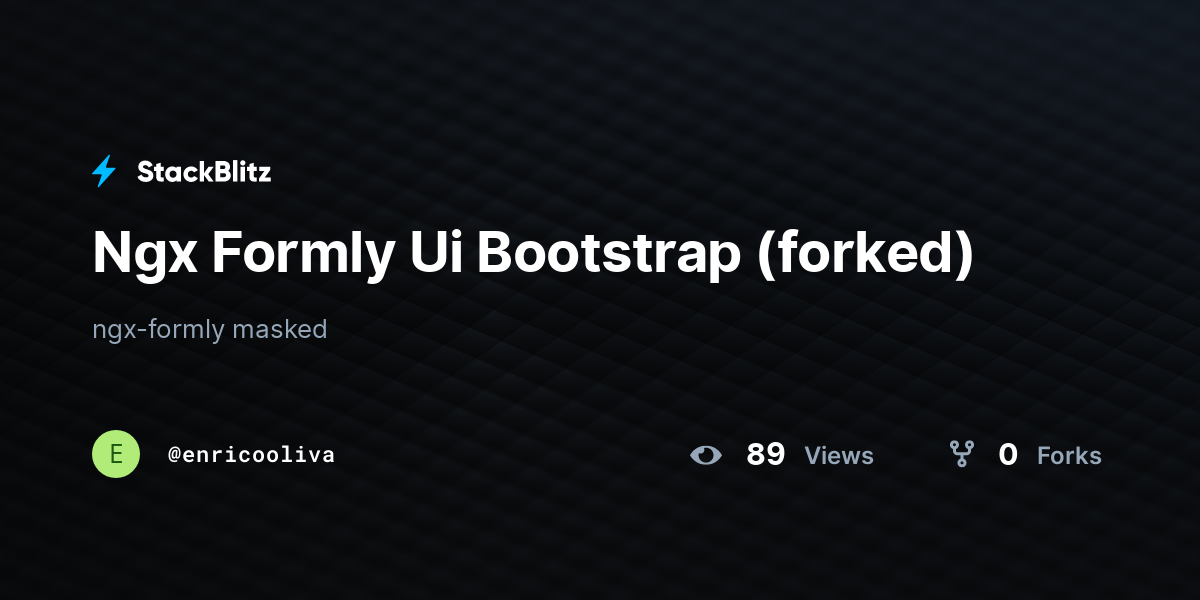 Ngx Formly Ui Bootstrap (forked) - StackBlitz Ngx Formly Ui Bootstrap (forked) - StackBlitz