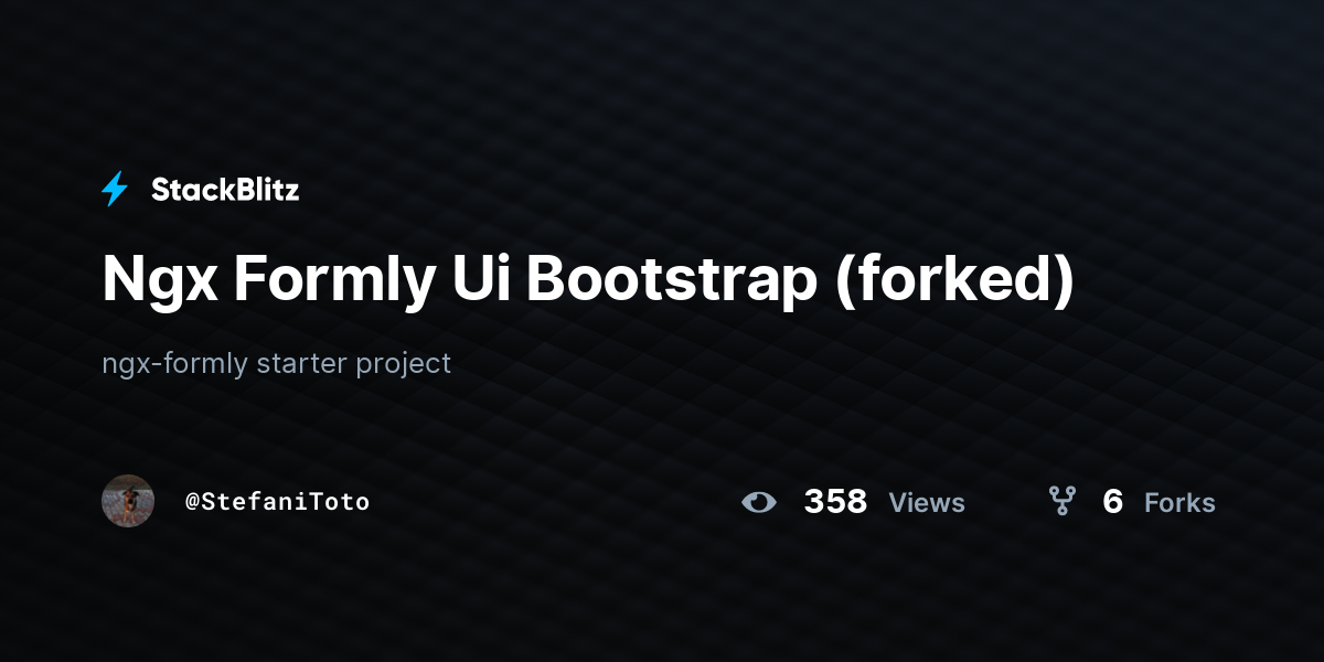 Ngx Formly Ui Bootstrap (forked) - StackBlitz