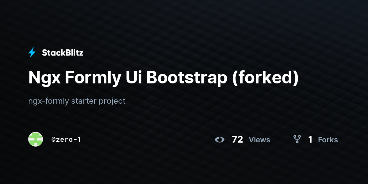 Ngx Formly Ui Bootstrap (forked) - StackBlitz Ngx Formly Ui Bootstrap (forked) - StackBlitz