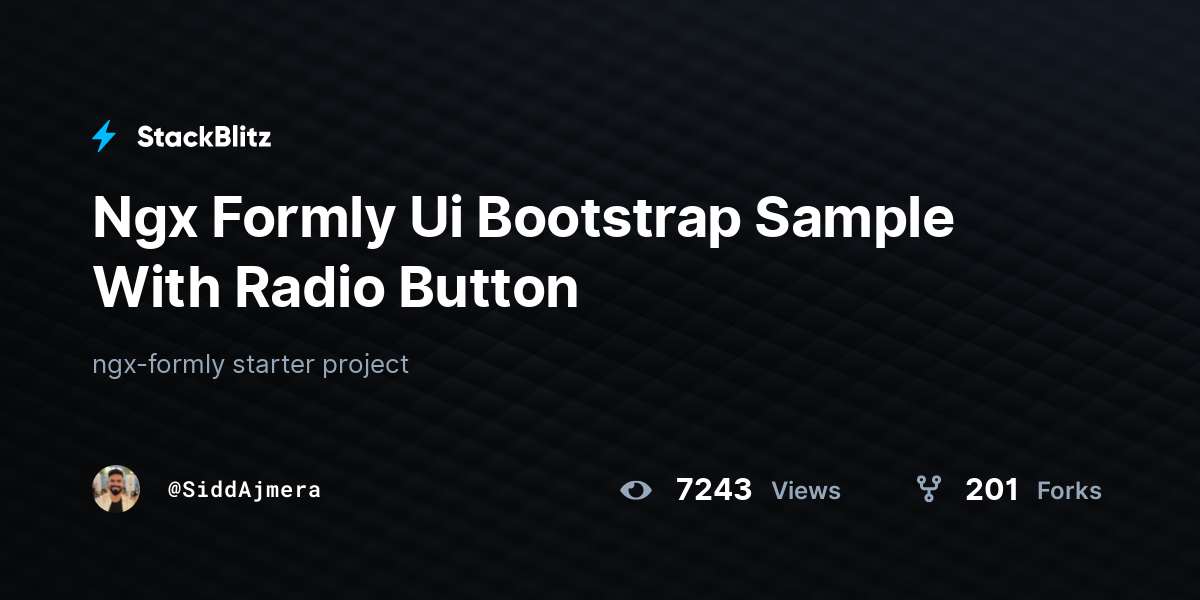 Ngx Formly Ui Bootstrap Sample With Radio Button - StackBlitz