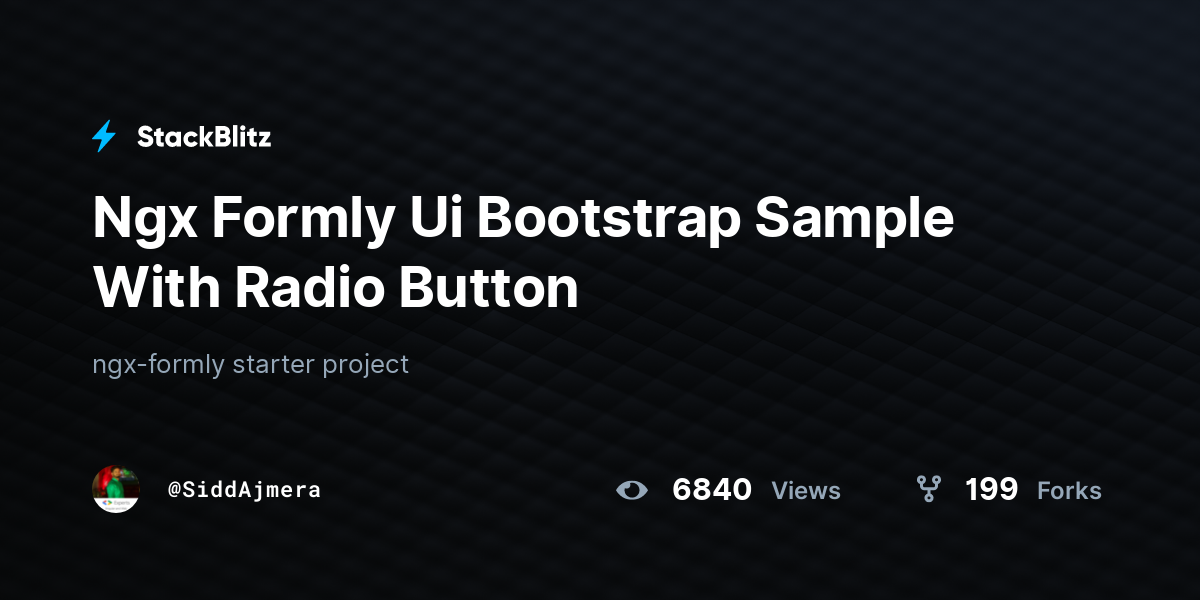 Ngx Formly Ui Bootstrap Sample With Radio Button - StackBlitz Ngx Formly Ui Bootstrap Sample With Radio Button - StackBlitz
