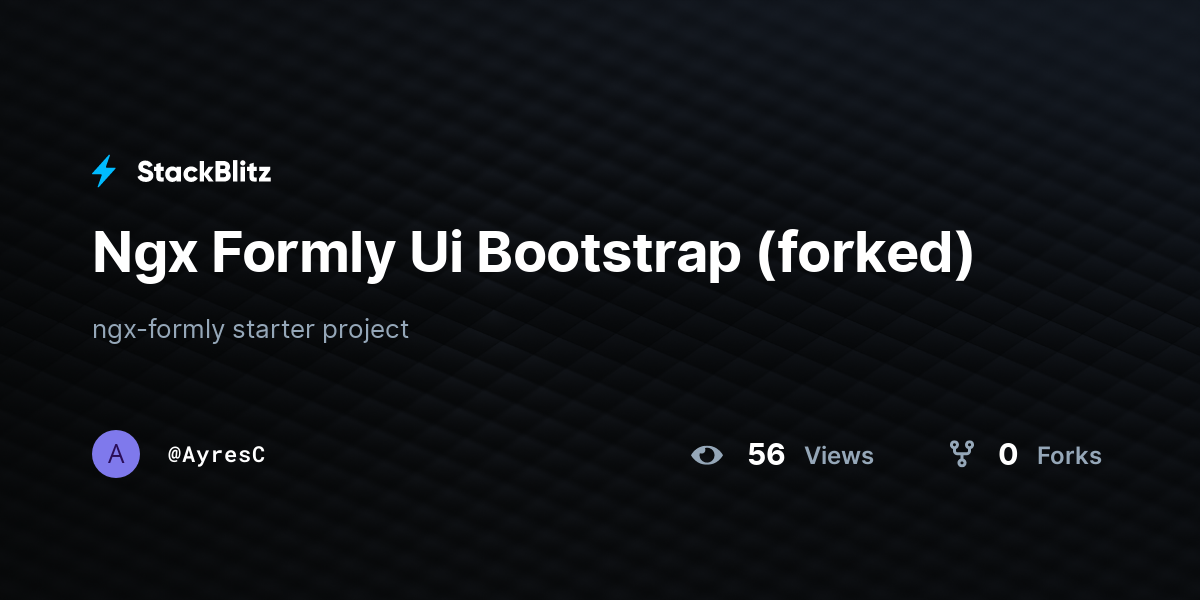 Ngx Formly Ui Bootstrap (forked) - StackBlitz Ngx Formly Ui Bootstrap (forked) - StackBlitz