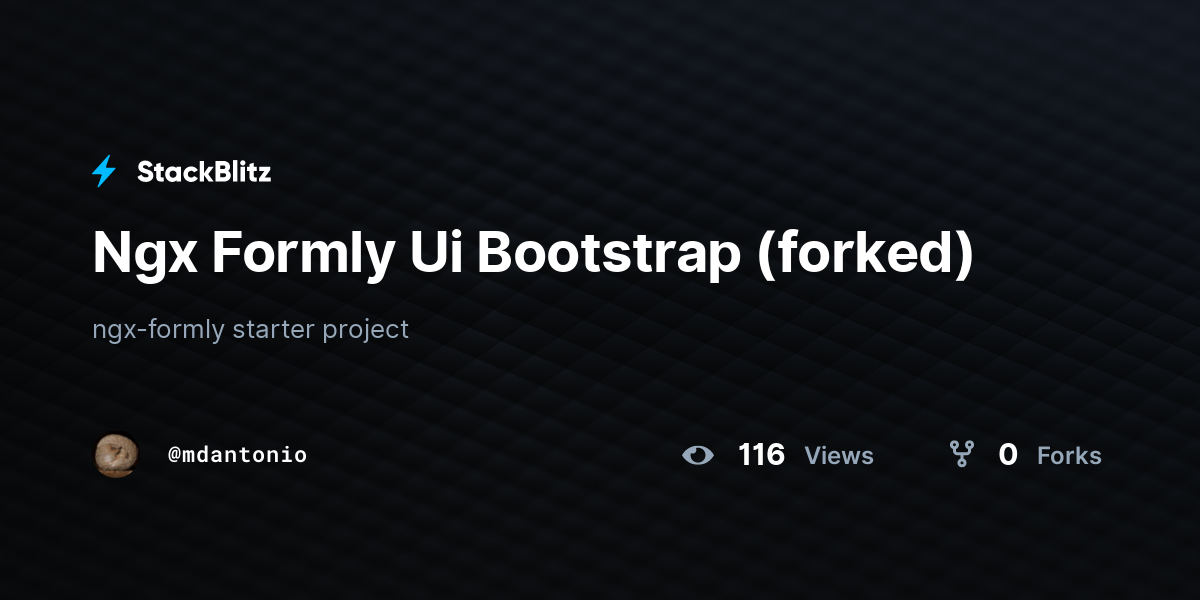 Ngx Formly Ui Bootstrap (forked) - StackBlitz Ngx Formly Ui Bootstrap (forked) - StackBlitz