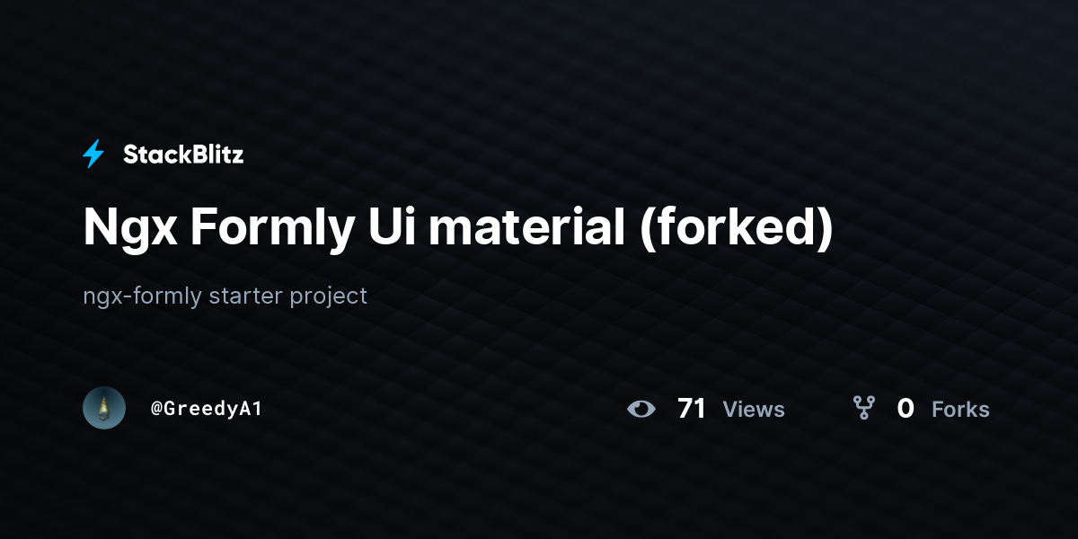 Ngx Formly Ui material (forked) - StackBlitz