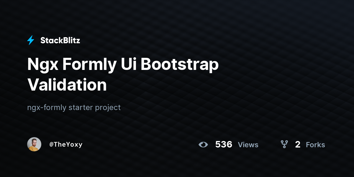 Ngx Formly Ui Bootstrap Validation - StackBlitz Ngx Formly Ui Bootstrap Validation - StackBlitz