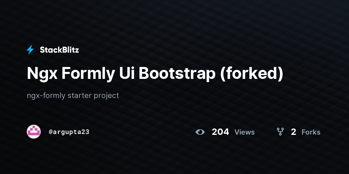 Ngx Formly Ui Bootstrap (forked) - StackBlitz Ngx Formly Ui Bootstrap (forked) - StackBlitz
