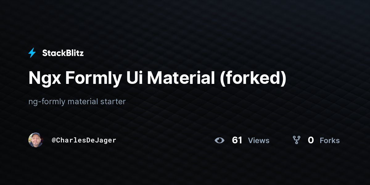 Ngx Formly Ui Material (forked) - StackBlitz Ngx Formly Ui Material (forked) - StackBlitz