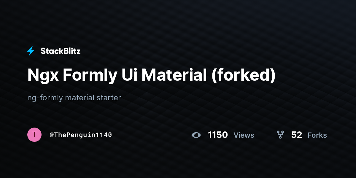 Ngx Formly Ui Material (forked) - StackBlitz