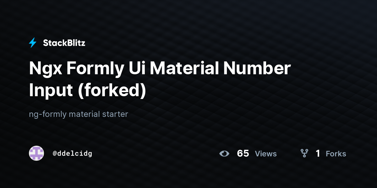 Ngx Formly Ui Material Number Input (forked) - StackBlitz