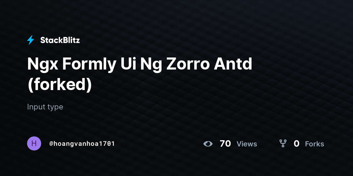 Ngx Formly Ui Ng Zorro Antd (forked) - StackBlitz Ngx Formly Ui Ng Zorro Antd (forked) - StackBlitz