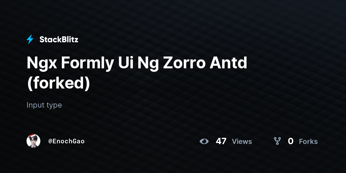 Ngx Formly Ui Ng Zorro Antd (forked) - StackBlitz Ngx Formly Ui Ng Zorro Antd (forked) - StackBlitz