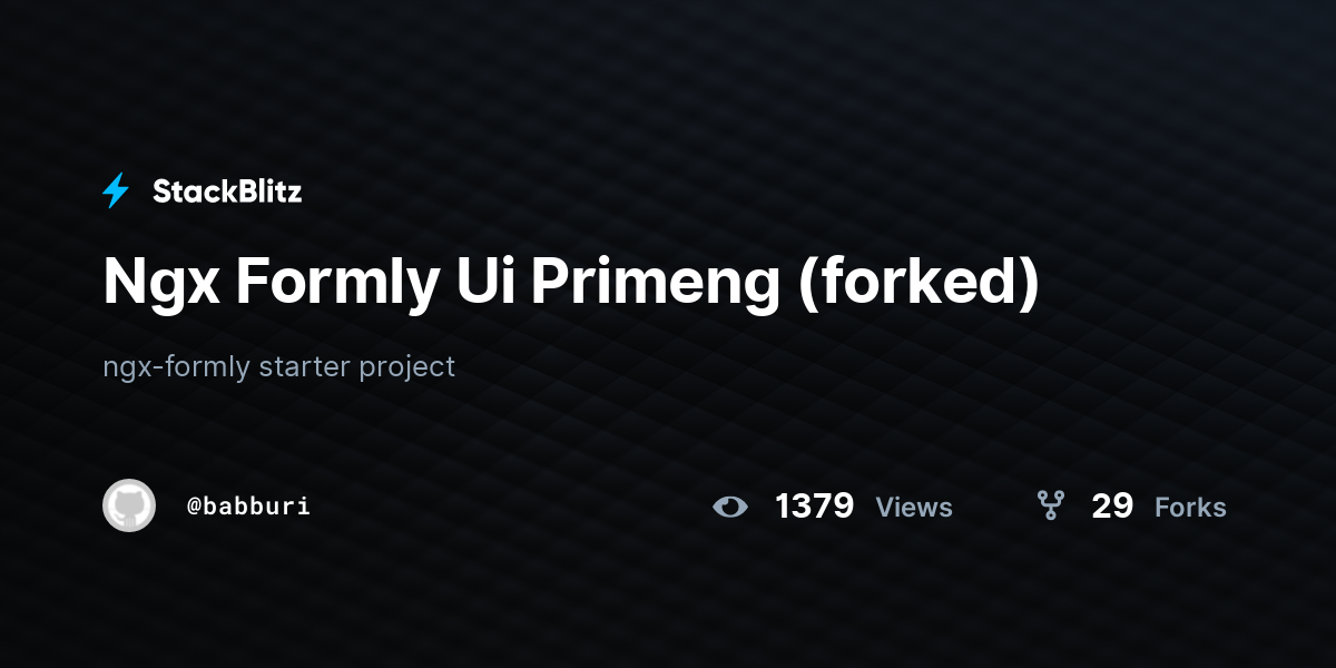 Ngx Formly Ui Primeng (forked) - StackBlitz