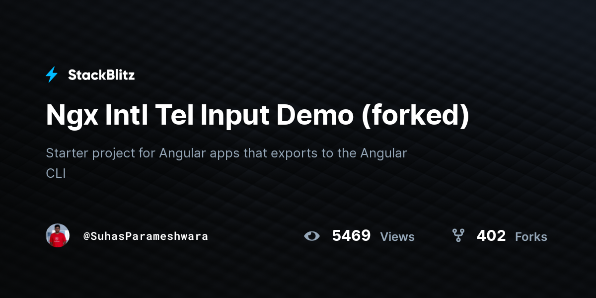 Ngx Intl Tel Input Demo (forked) - StackBlitz