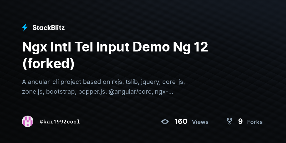 Ngx Intl Tel Input Demo Ng 12 (forked) - StackBlitz