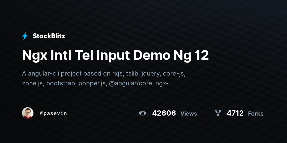 Ngx Intl Tel Input Demo Ng 12 - StackBlitz