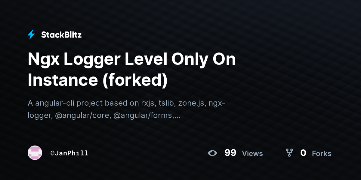 Ngx Logger Level Only On Instance (forked) - StackBlitz