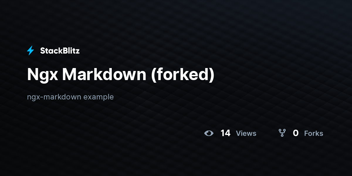 Ngx Markdown (forked) - StackBlitz