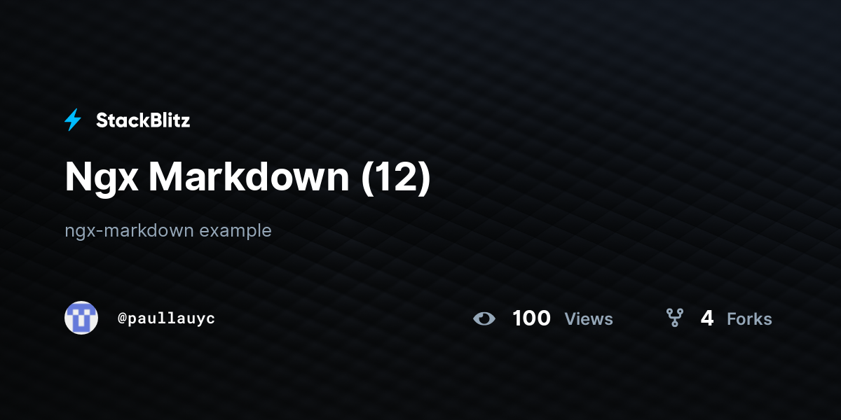 Ngx Markdown (12) - StackBlitz