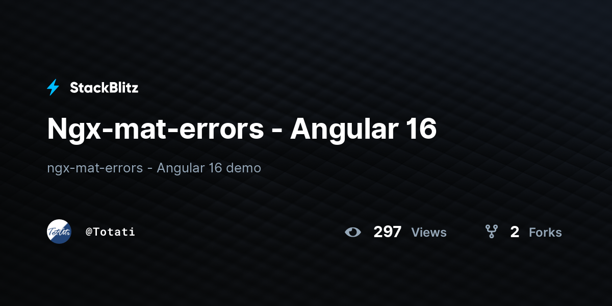 Ngx-mat-errors - Angular 16 - StackBlitz