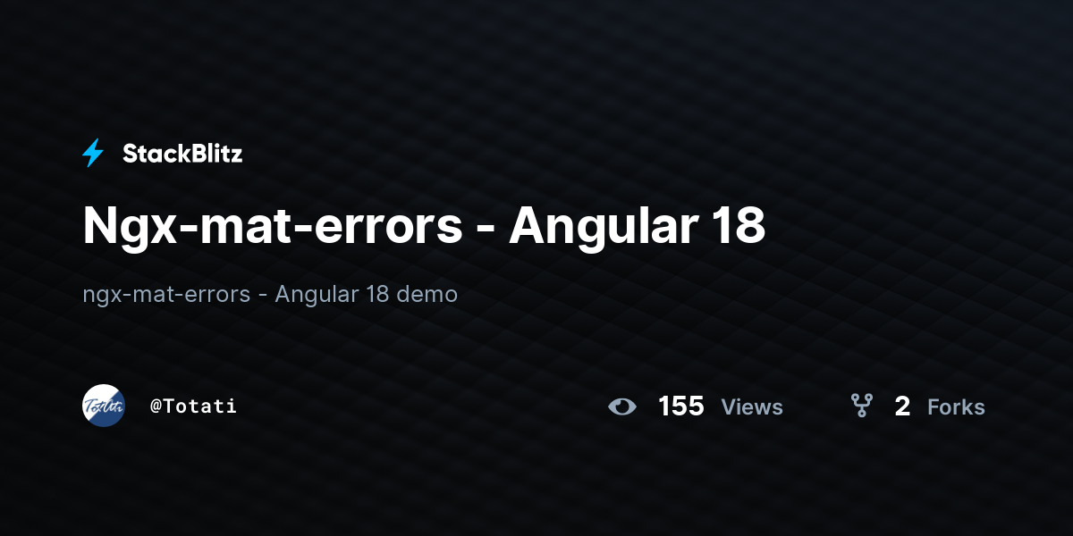 Ngx-mat-errors - Angular 18 - StackBlitz