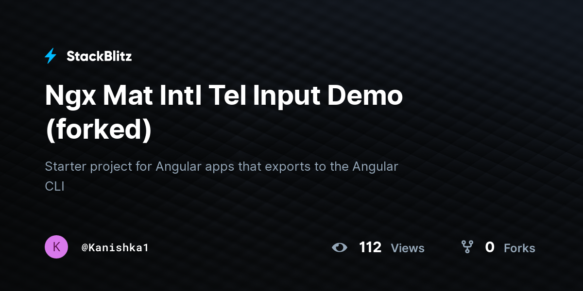 Ngx Mat Intl Tel Input Demo (forked) - StackBlitz