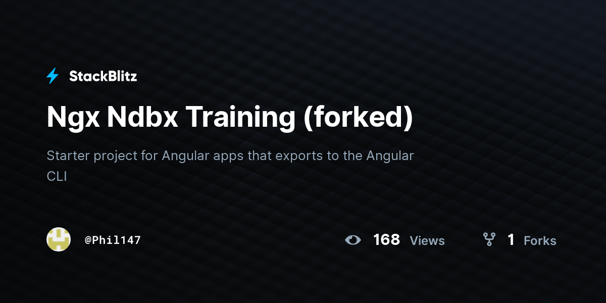 Ngx Ndbx Training (forked) - StackBlitz Ngx Ndbx Training (forked) - StackBlitz
