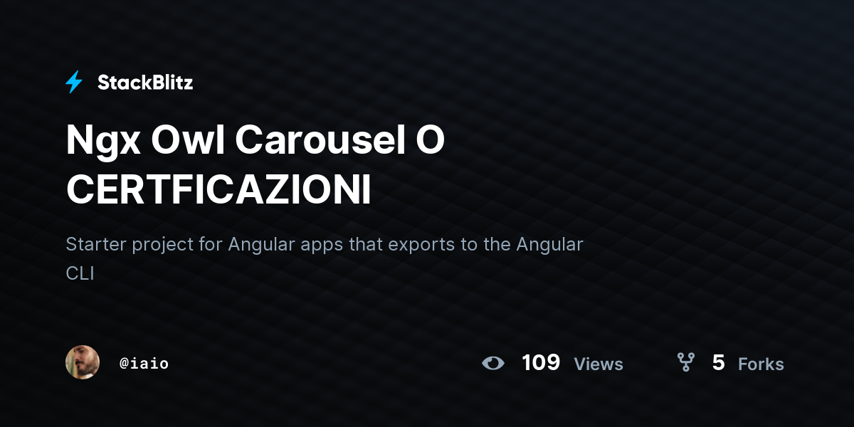 Ngx Owl Carousel O Certficazioni Stackblitz 