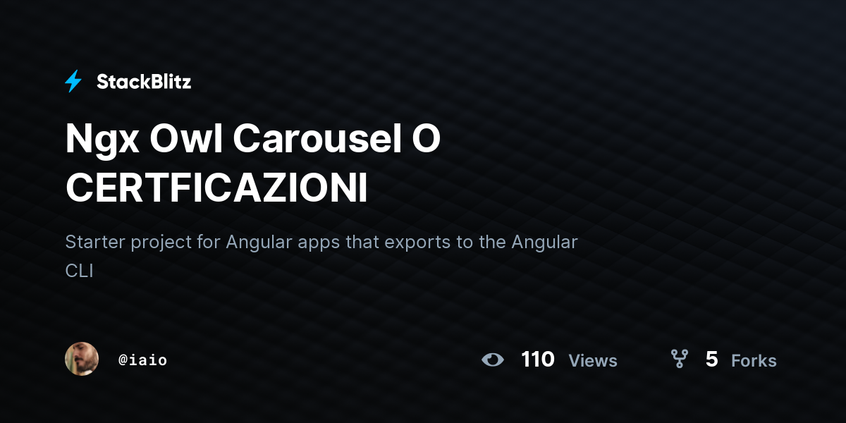 Ngx Owl Carousel O CERTFICAZIONI StackBlitz