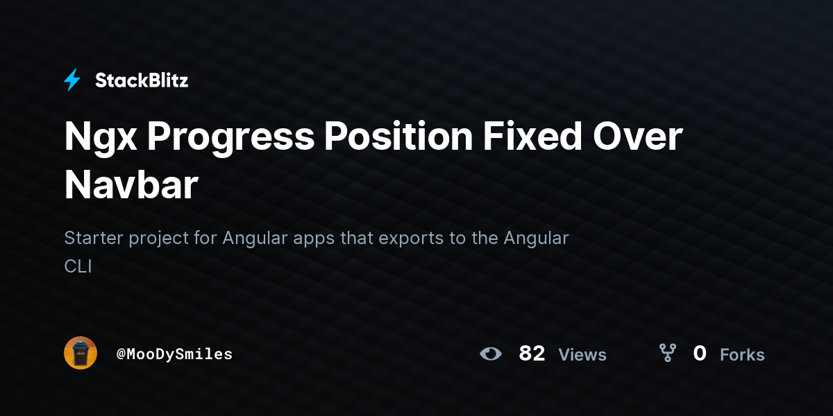 Ngx Progress Position Fixed Over Navbar - StackBlitz Ngx Progress Position Fixed Over Navbar - StackBlitz