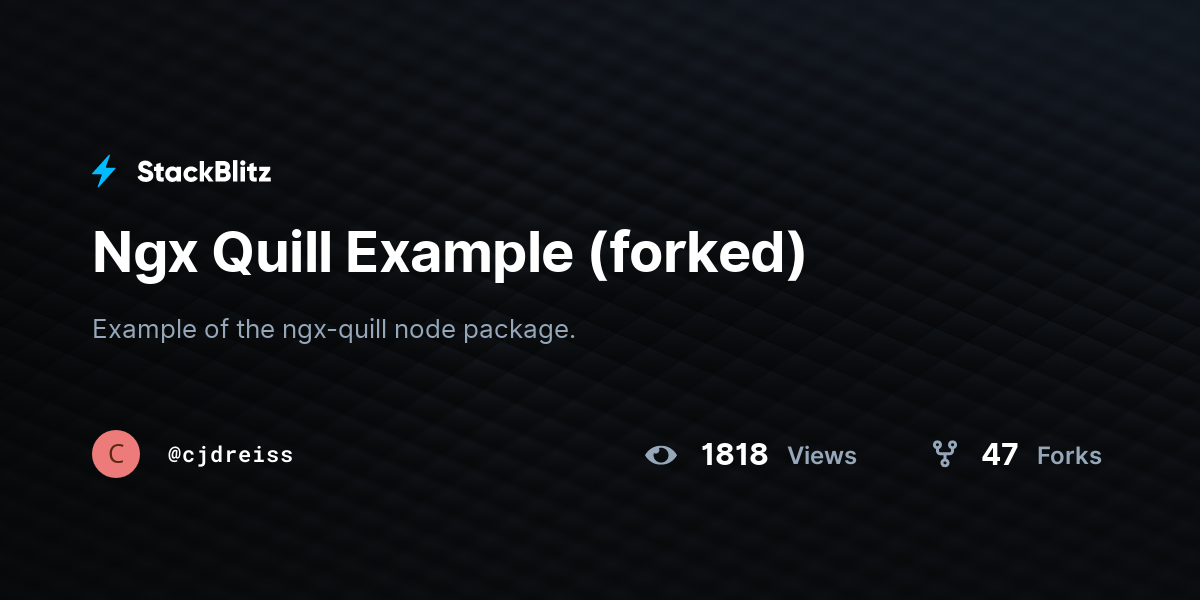 Ngx Quill Example (forked) - StackBlitz