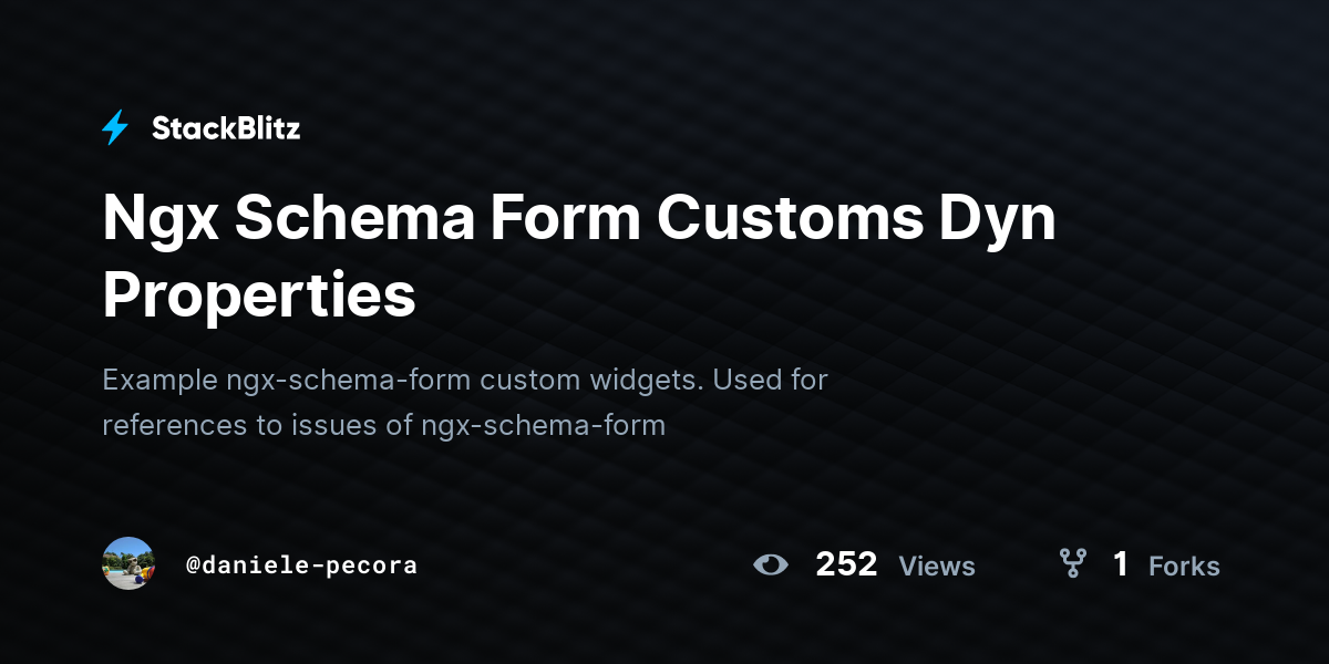 Ngx Schema Form Customs Dyn Properties - StackBlitz