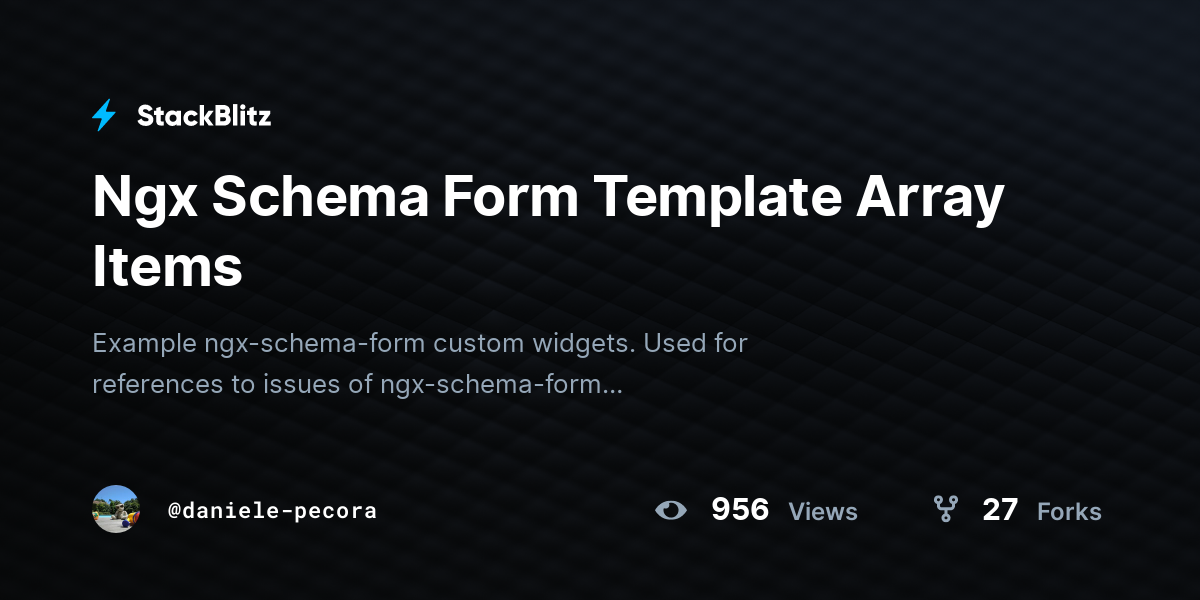 Ngx Schema Form Template Array Items - StackBlitz