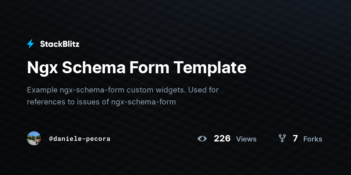 Ngx Schema Form Template - StackBlitz